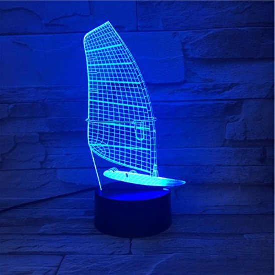 3D Led Lamp Met Gravering - RGB 7 Kleuren - Zeilboot | bol