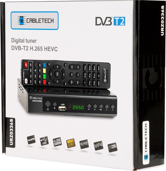 Cabletech DVB-T2 HEVC H.265 tuner ideaal voor ontvangst van het nieuwe DVB-T2 signaal | bol
