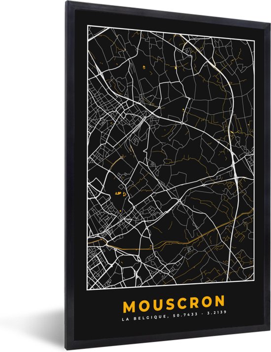 Fotolijst incl. Poster - Kaart - Mouscron - Stadskaart - Plattegrond ...