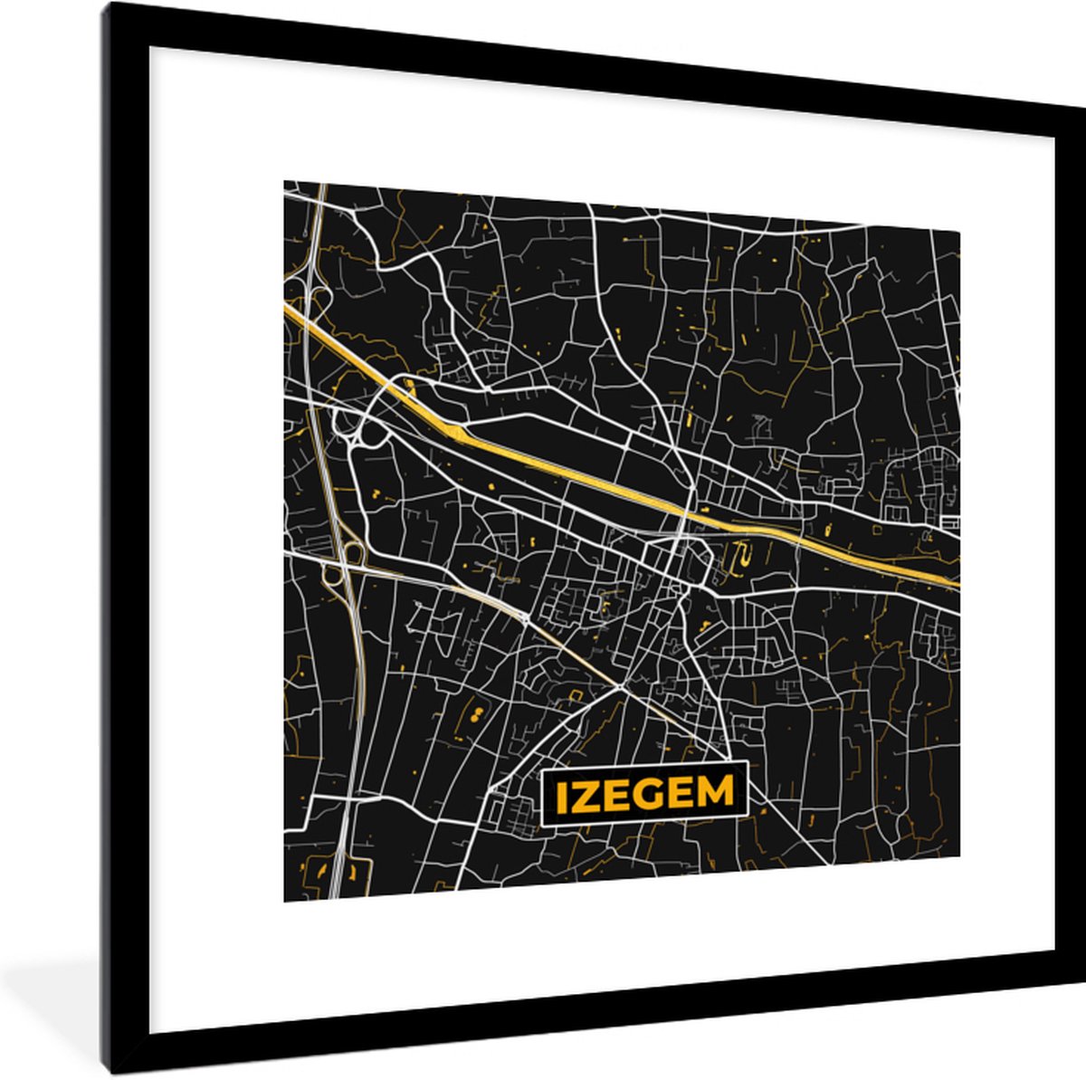Fotolijst incl. Poster - Plattegrond - Izegem - Kaart - Stadskaart ...