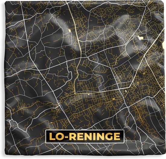 Kussenhoes 60x60 cm - Stadskaart - Goud - Plattegrond - Lo-Reninge ...
