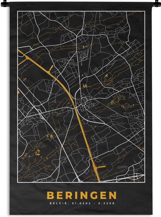 Wandkleed - Wanddoek - Beringen - Stadskaart - Plattegrond - Goud ...