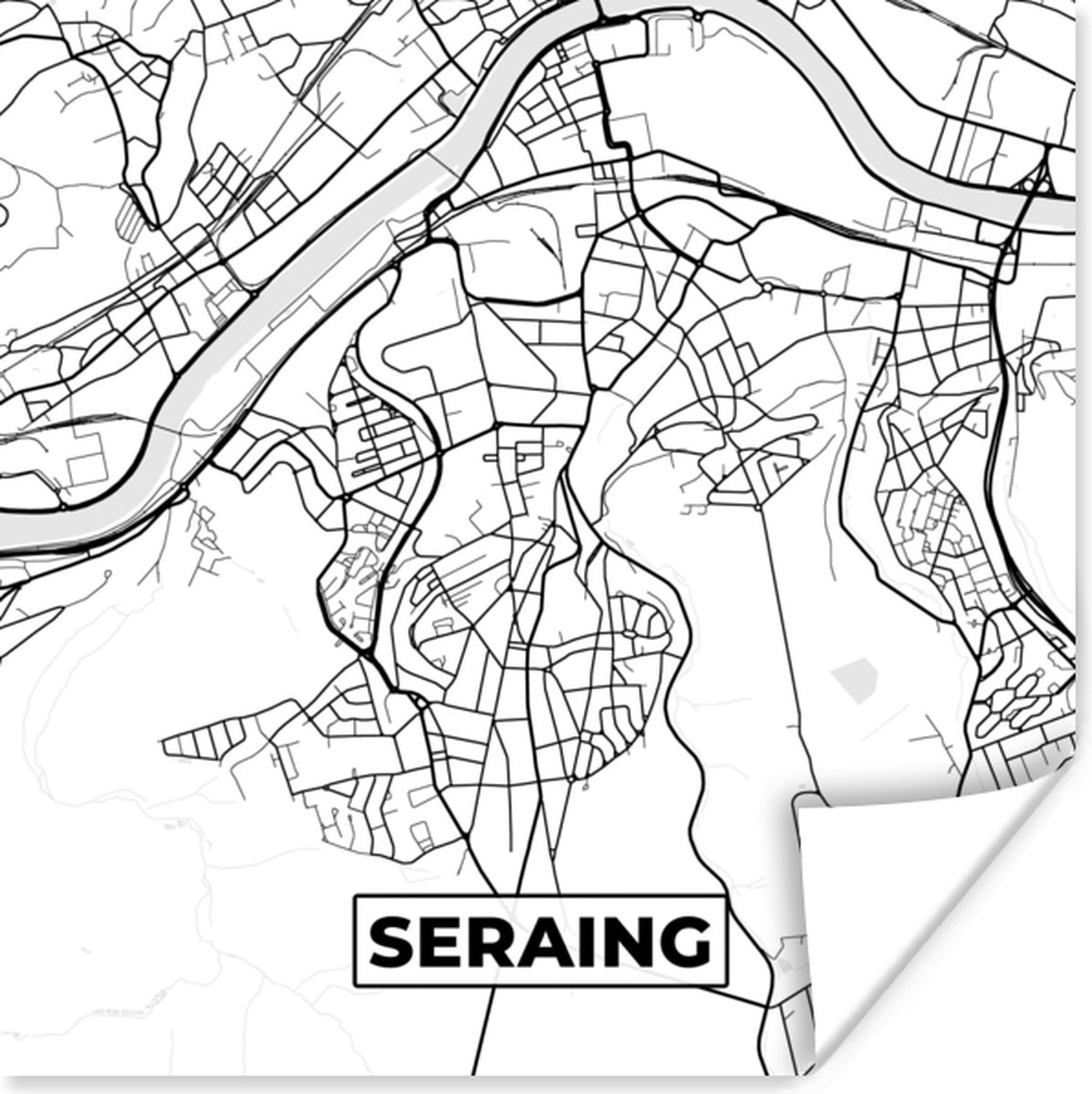 Affiche België – Seraing – City Map – Map – Zwart Wit – Carte - 50x50 ...