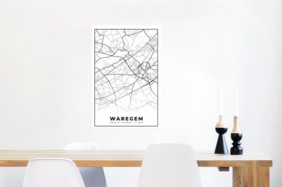 Affiche Zwart Wit – België – Carte – City Map – Map – Waregem - 60x90 ...