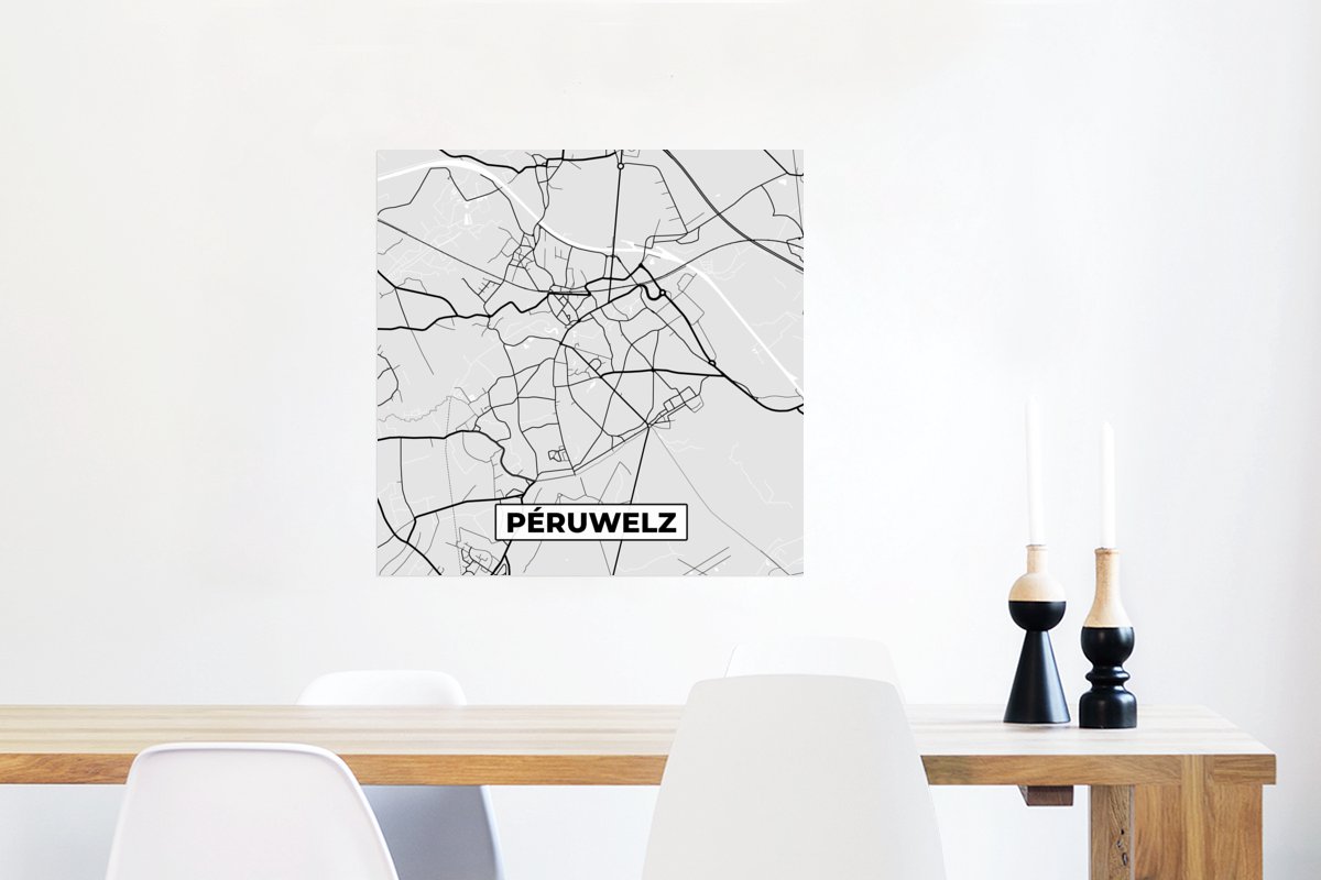 Poster City Map – Zwart Wit - Carte – Péruwelz – België – Carte - 50x50 ...