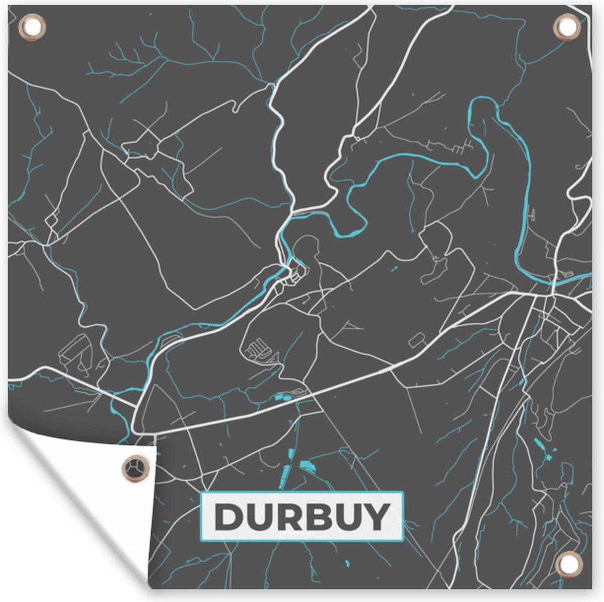 Tuinposters Kaart – Plattegrond – Stadskaart – Durbuy – België - Grijs ...