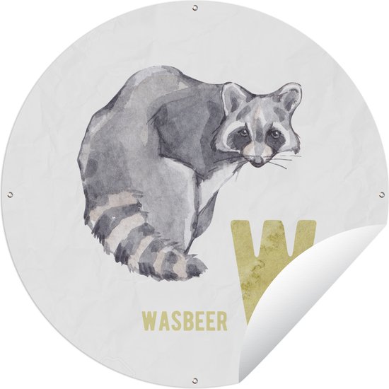 Tuincirkel Alfabet - Dieren - Wasbeer - 60x60 cm - Ronde Tuinposter ...