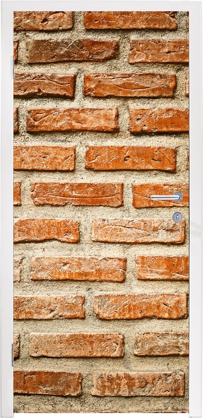 Deursticker Bruin - Muur - Baksteen - 90x235 cm - Deurposter | bol.com