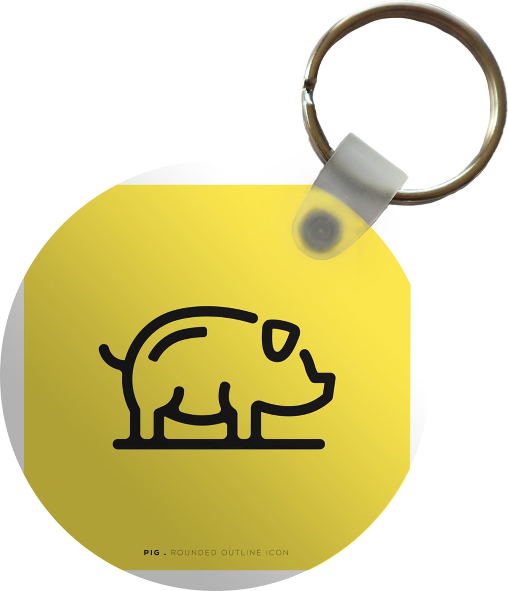Sleutelhanger - Varkens - Icoon - Geel - Plastic - Rond ...