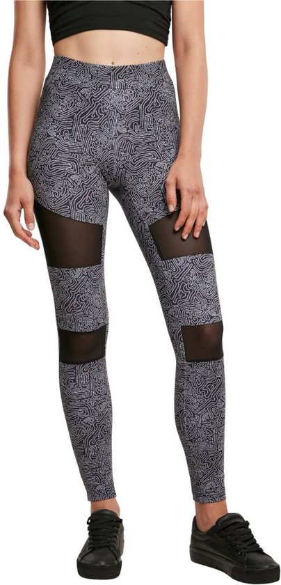 Urban Classics Sportlegging -S- Tech Mesh AOP blackzen Zwart | bol.com