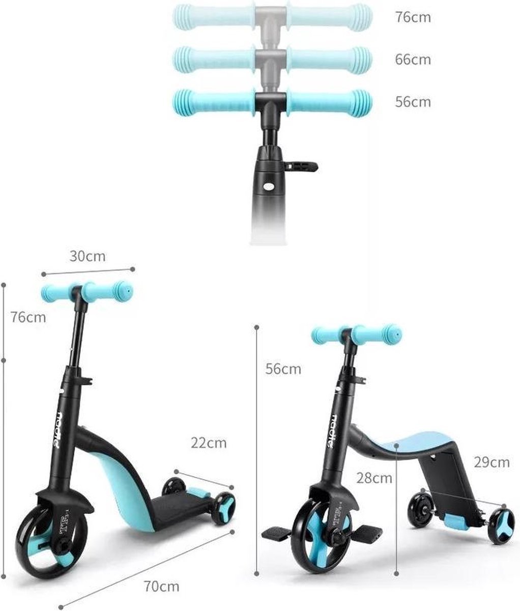 Nadle 3 in 1 Loopfiets Kinderstep Driewieler Rijden Kinder Step ...