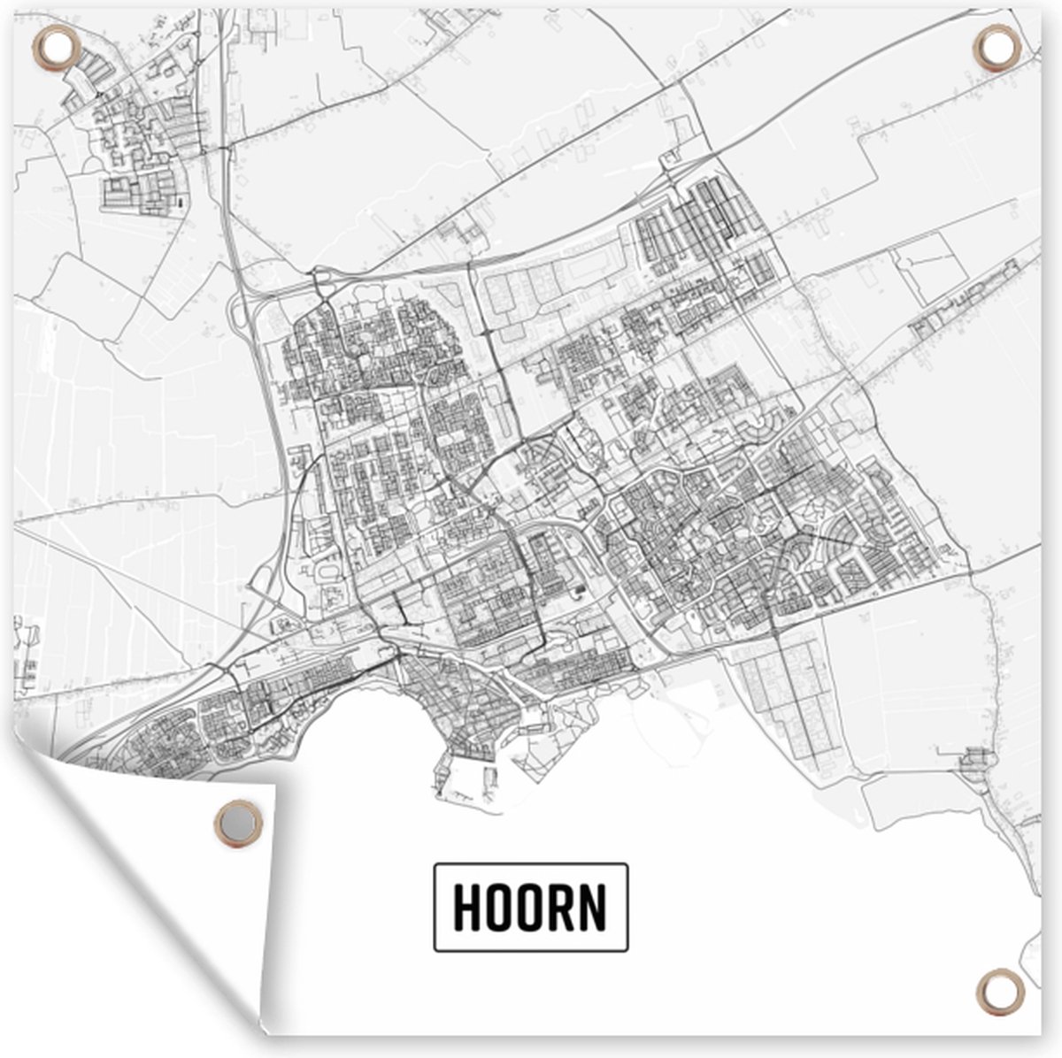 Affiche de Jardin City map Hoorn - 200x200 cm - Carte - Toile de jardin ...