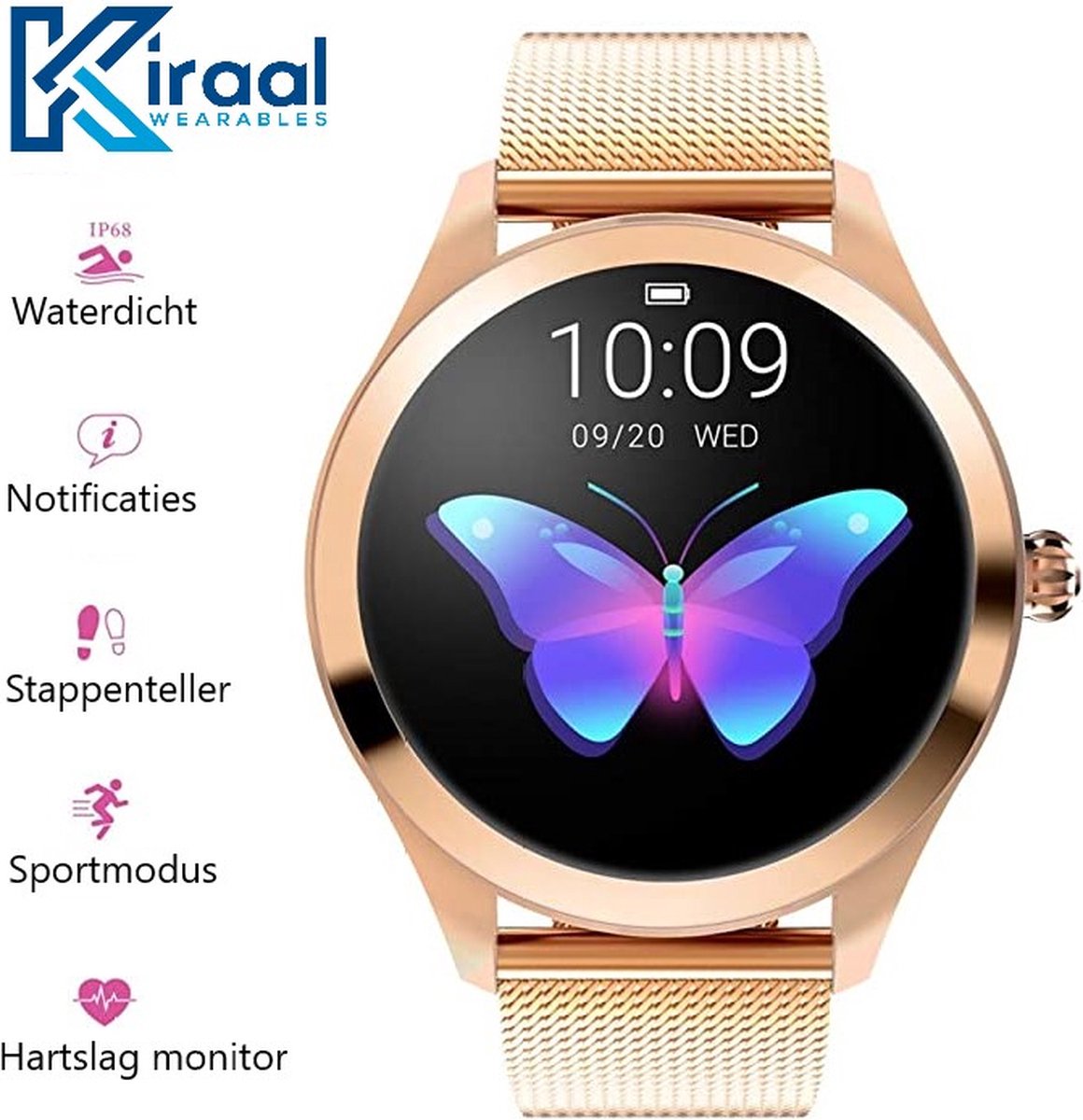 Kiraal Deluxe 10 - Smartwatch - Smartwatch Dames - Smartwatch Dames ...