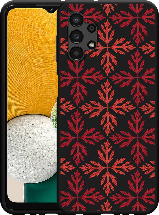 Cazy Hoesje Zwart geschikt voor Samsung Galaxy A13 4G - Red Leaves ...