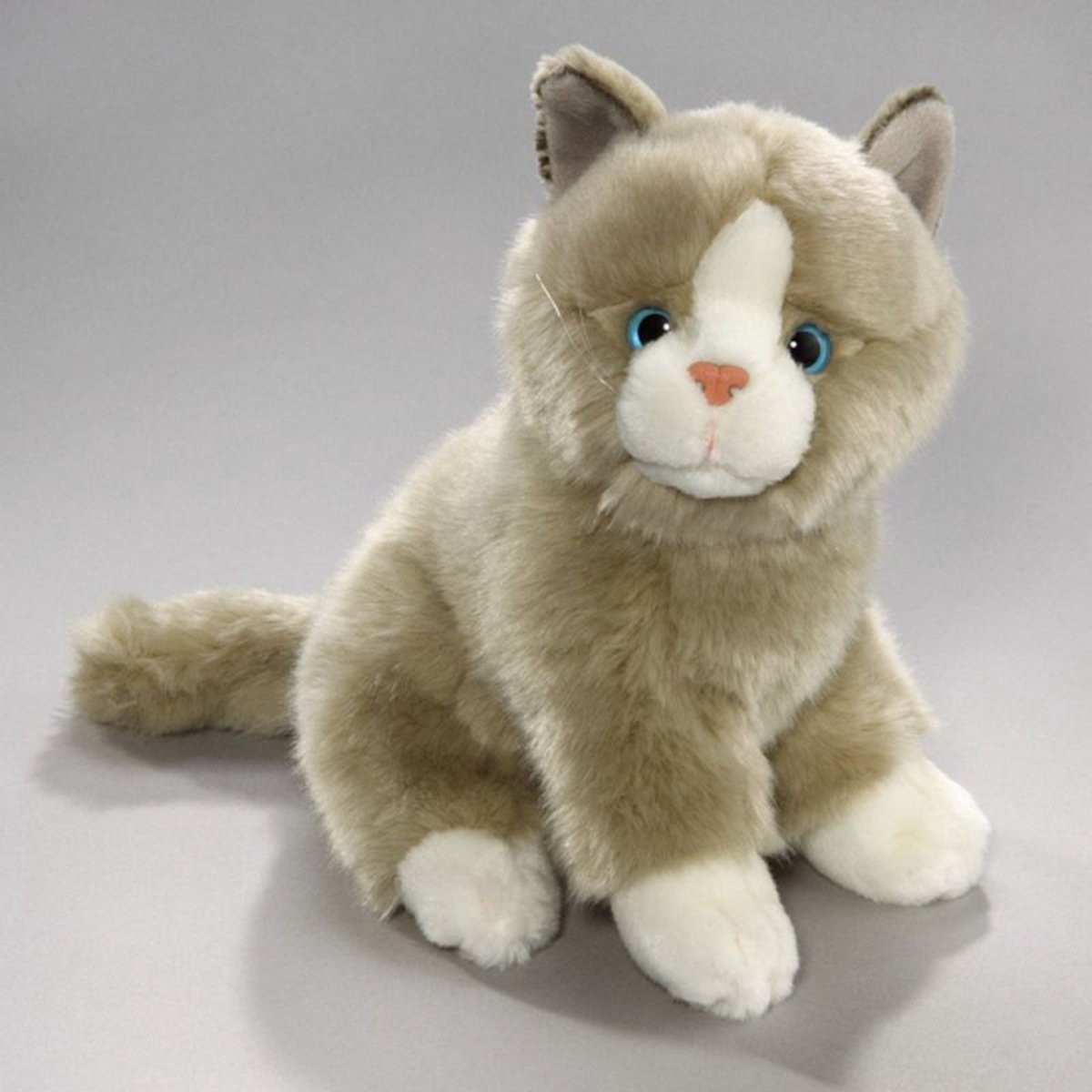 Pluche knuffel grijs/witte kat/poes 23 cm - poezen/katten knuffels voor ...