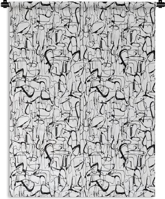 Wandkleed - Wanddoek - Line Art - Abstract - Patronen - Zwart Wit ...