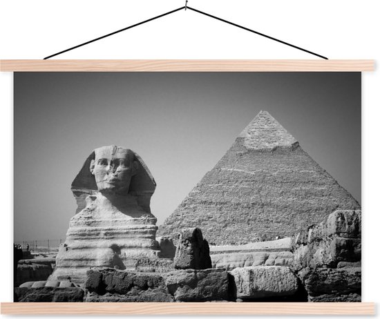 Grote sfinx van Gizeh en de piramide van Chefren - zwart wit | bol.com