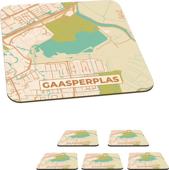 Onderzetters voor glazen - Vintage - Gaasperplas - Stadskaart - Kaart ...