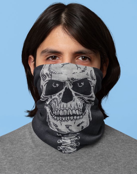 Half Gezicht Schedel Masker, Skelet, Multi Gebruik Bandana, Zwart Biker ...