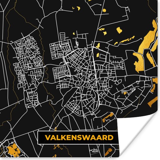 Poster Valkenswaard - Goud - Plattegrond - Kaart - Stadskaart - 75x75 ...