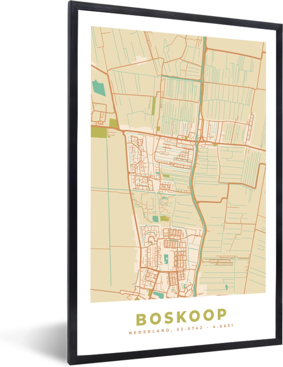 Fotolijst incl. Poster - Boskoop - Kaart - Plattegrond - Nederland ...