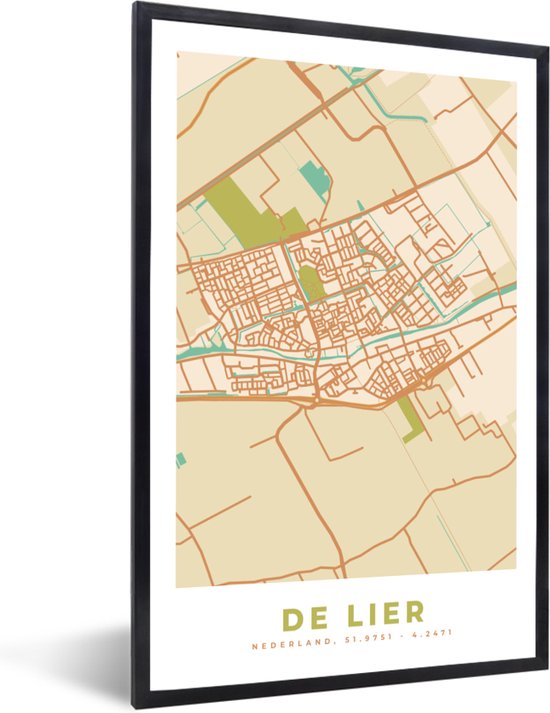 Cadre photo avec affiche - De Lier - Plan de la ville - Carte - Vintage ...