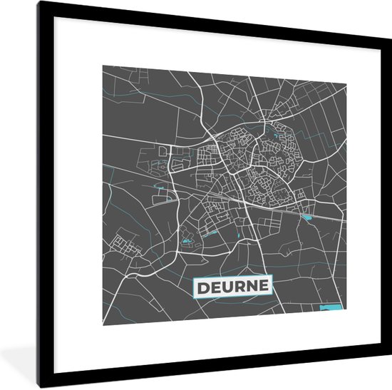 Fotolijst incl. Poster - Blauw - Kaart - Plattegrond - Deurne ...