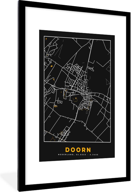 Fotolijst incl. Poster - Doorn - Nederland - Goud - Kaart - Stadskaart ...