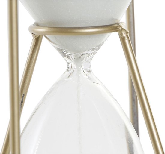 Zandloper decoratie wit zand 23 cm van glas in gouden houder ...