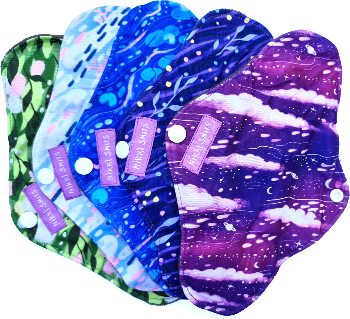 Set van 5 Wasbaar maandverband-bamboe - inclusief tasje - wasbare ...