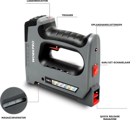 Workpro® 6 in 1 Tacker- Elektrische Nietmachine - Elektrische Tacker ...