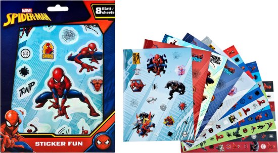 MARVEL SPIDER-MAN STICKERS - 8 STICKERVELLEN VAN SPIDERMAN | bol