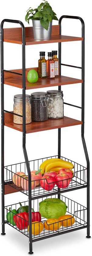 keukenrek - 5 etages - fruit- en groentemand - smal opbergrek - metaal ...