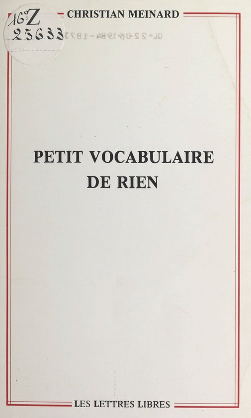 Petit vocabulaire de rien (ebook), Christian Meinard | 9782402082280 ...