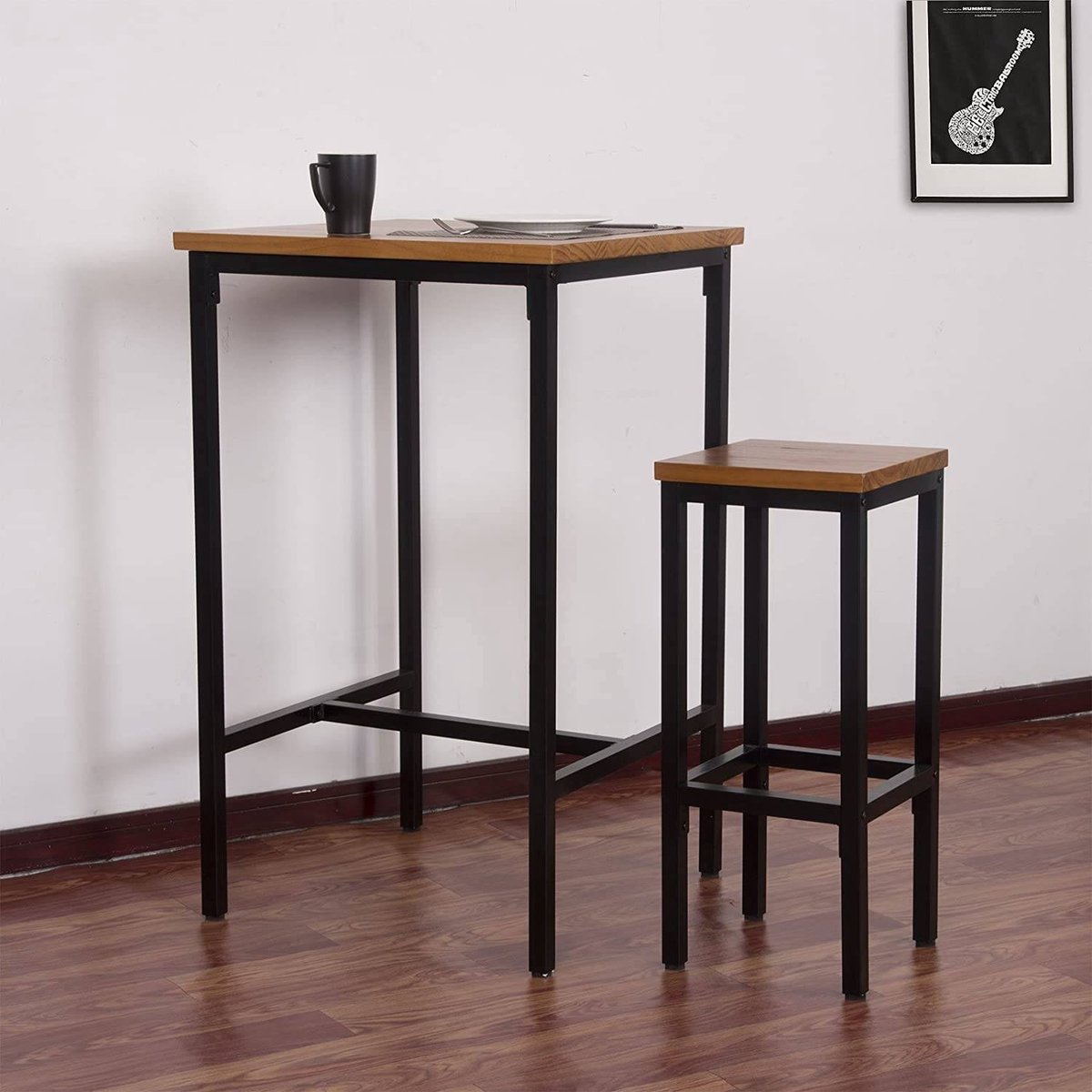 furnibella - Bartafel set 3 delig bistrotafel met 2 stoelen eiken | bol.com