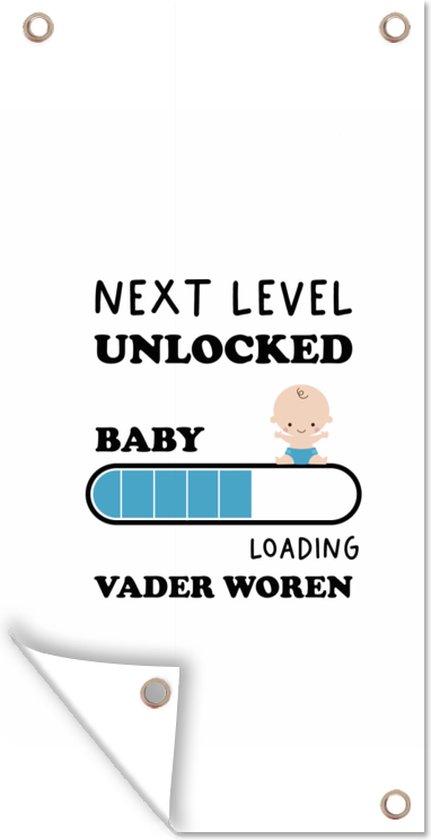 Wanddecoratie buiten Next level unlocked: baby. Loading vader worden ...