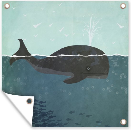 Tuin poster een walvis en een onderwaterwereld - 200x200 cm - Tuindoek ...