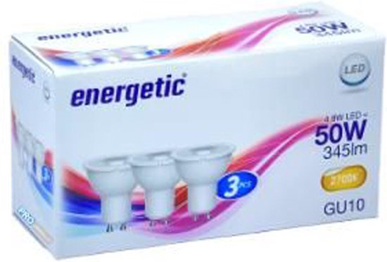 Energetic Led Spot GU10 4.7W 345lm 2700K 230V - Warm Wit - 3-Pack | bol