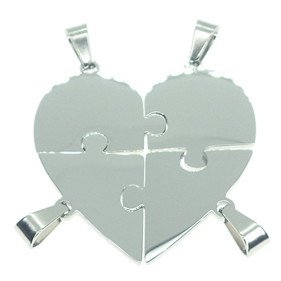Vriendschapshartje® - 4 Puzzelstukjes hart voor vier vrienden - rvs bff ...