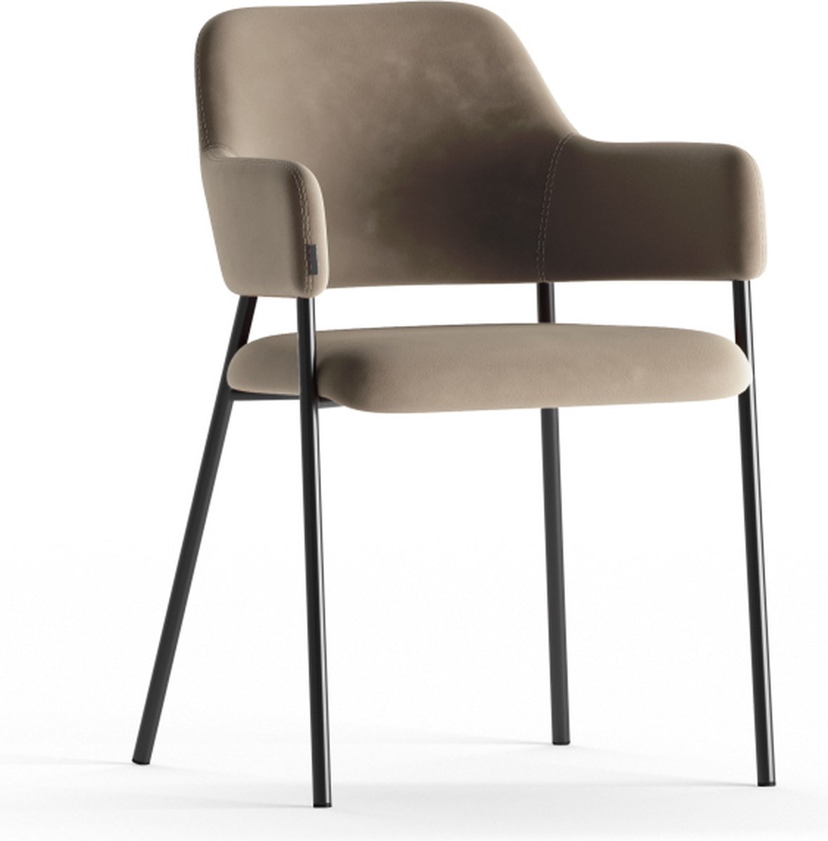 Set van 2 Eetkamerstoelen Beige - Beige Velvet Eettafel Stoelen ...