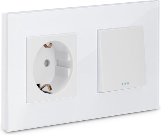 Navaris glazen lichtschakelaar met stopcontact- Lichtknop van glas ...