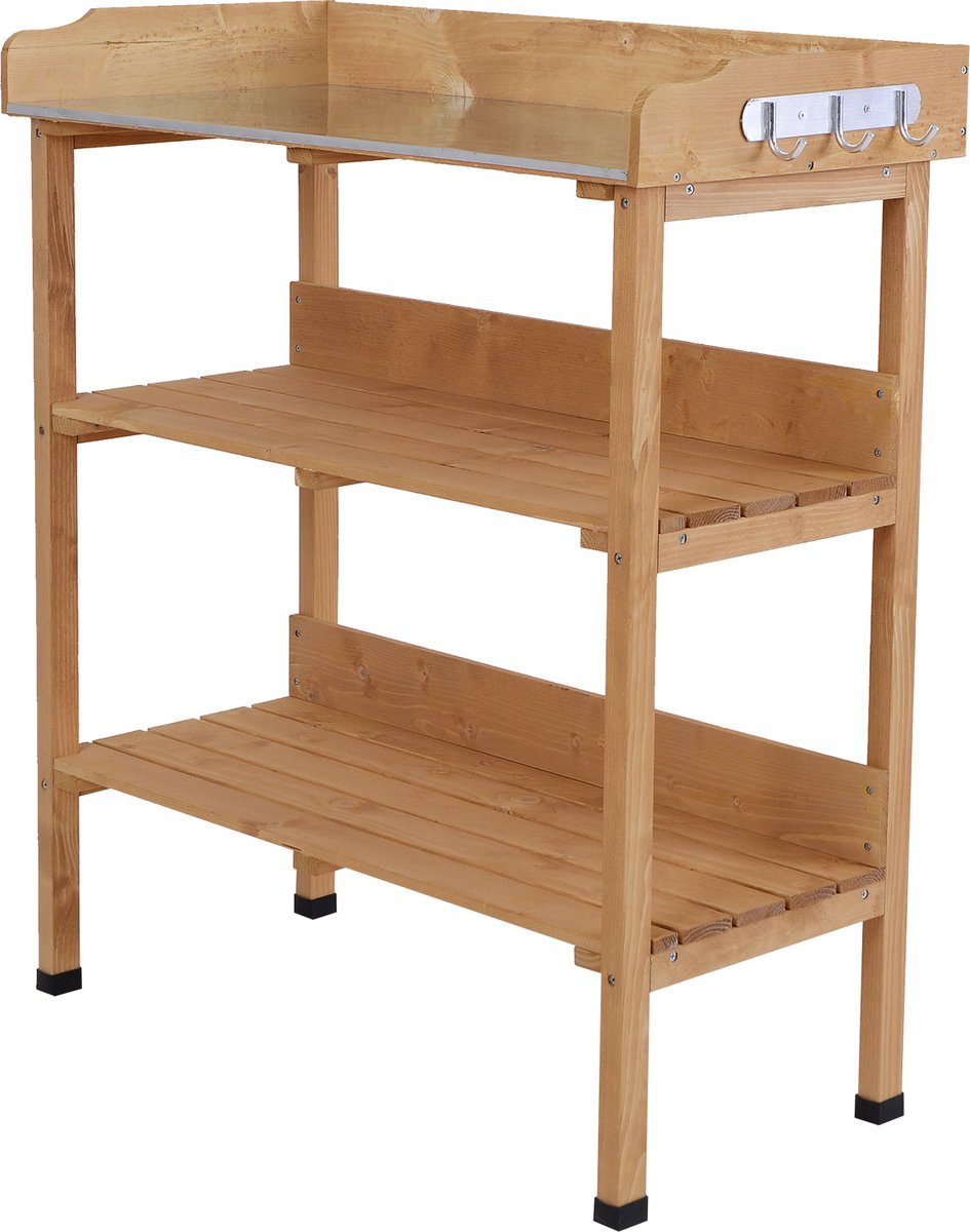 Outsunny Planttafel met metalen werkblad tuiniertafel bloementafel tuin ...