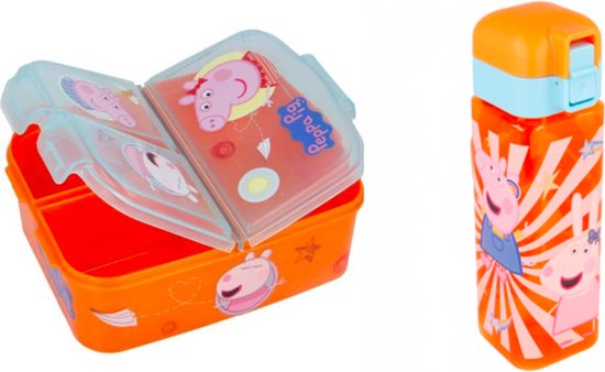 Peppa Pig multi brooddoos / broodtrommel + vierkante drinkfles met slot ...