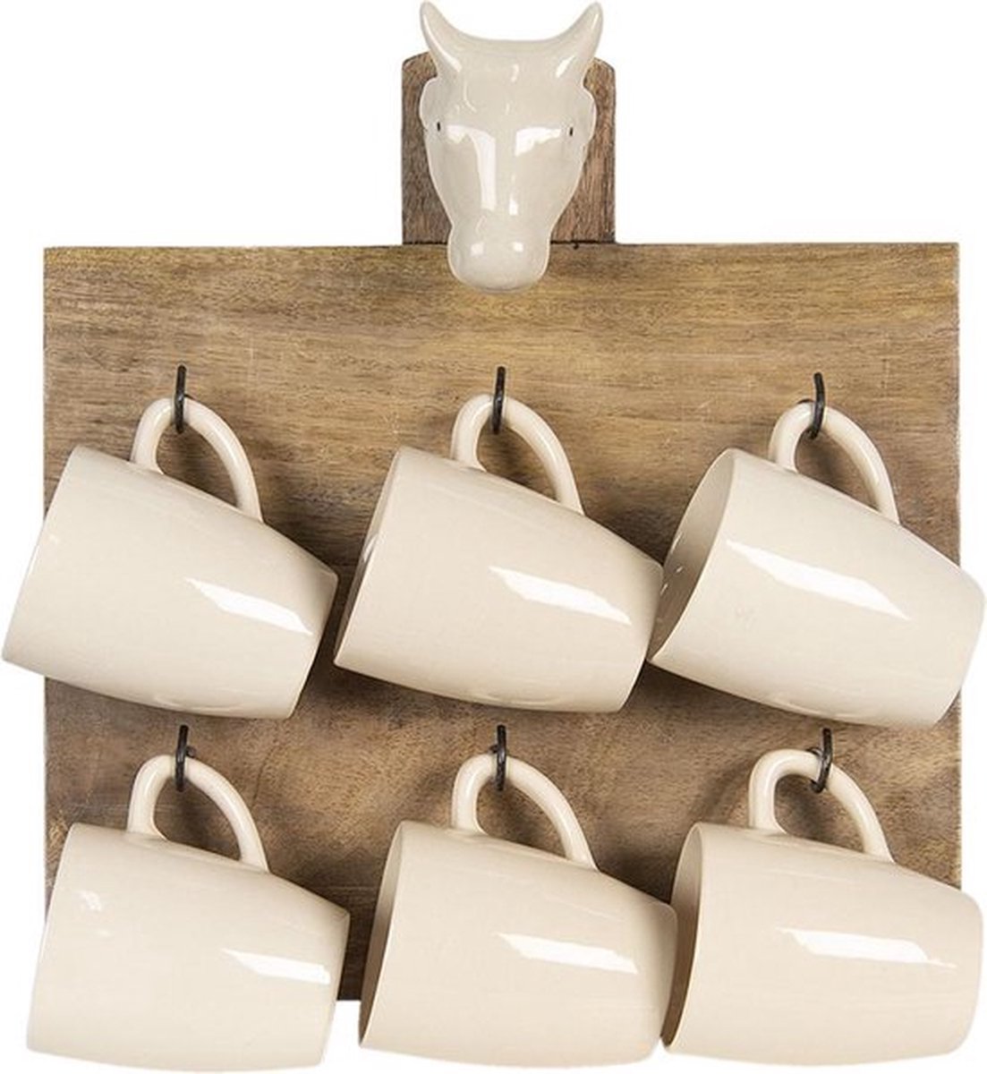Mokken Set van 6 33*9*35 cm Bruin Hout Rechthoek Koe Mokkenboom ...