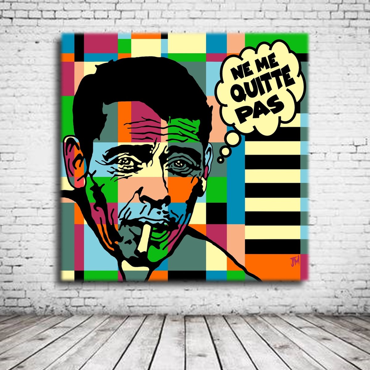 Pop Art Jacques Brel Poster encadré - 95 x 95 cm Papier photo Mat 180 ...
