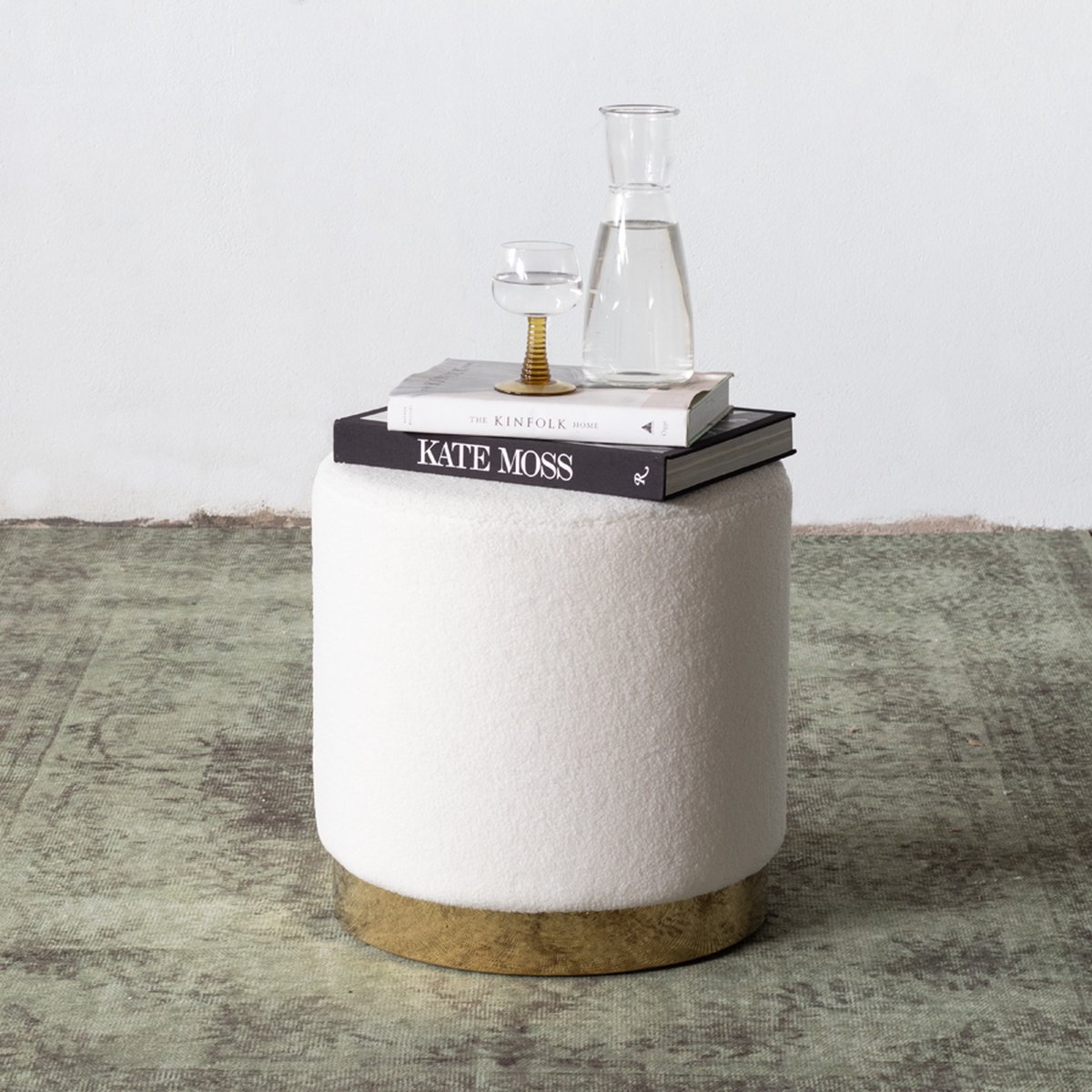 Teddy Poef Wit - Met Gouden Onderstel - Poef Quinty - Giga Meubel | bol.com