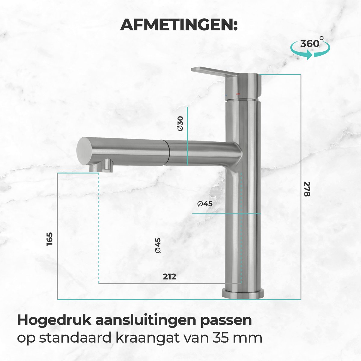 Mizzo Lori Keukenkraan met Uittrekbare Uitloop - Mengkraan - RVS | bol.com