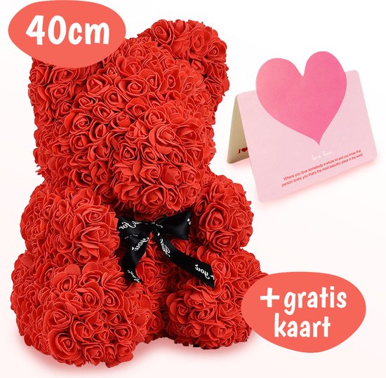 Rozenbeer - Rozen Teddybeer - Moederdag Cadeautje - Kerst Cadeautje - Knuffelbeer... | bol.com