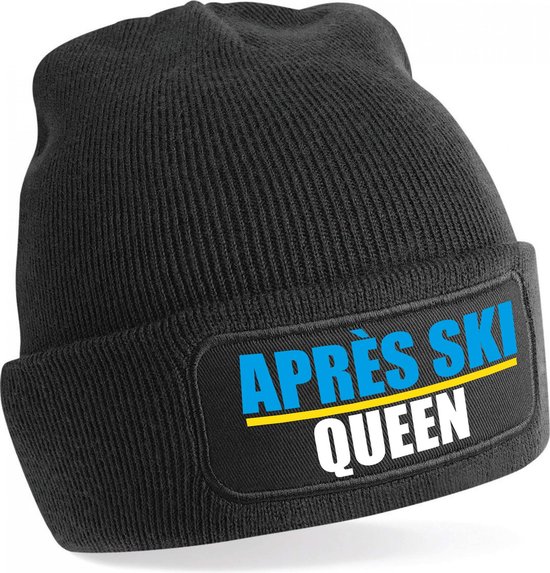 Apres ski muts apres ski queen zwart voor dames - Foute wintersport ...