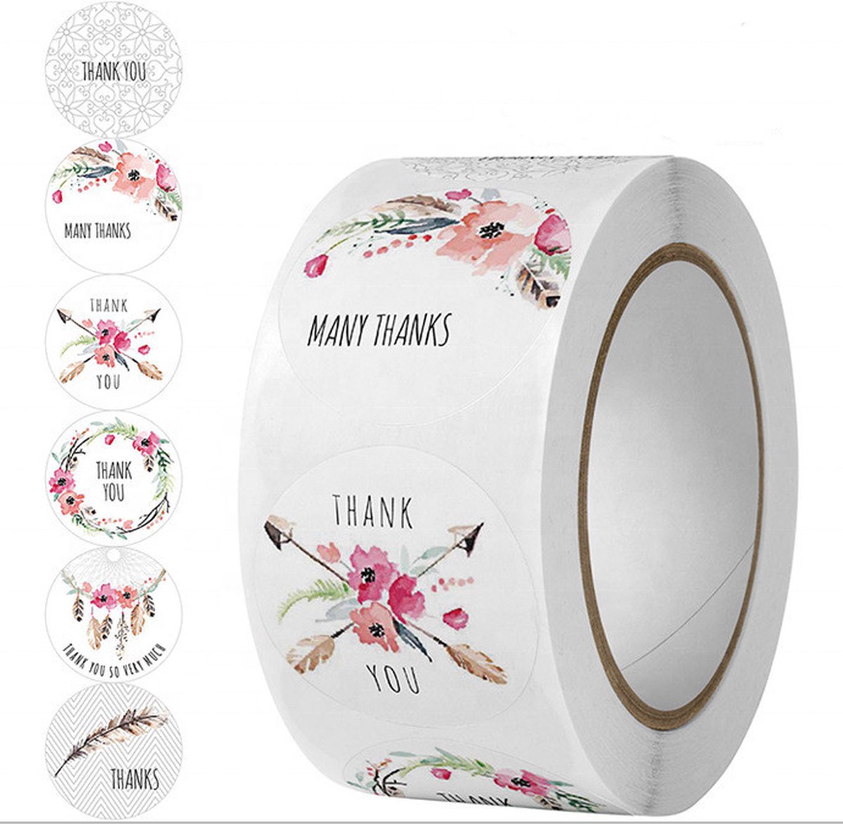 Thank You stickers 500 stuks! - Veren - Bloemen - Sluitstickers - Sluitzegel -... | bol.com
